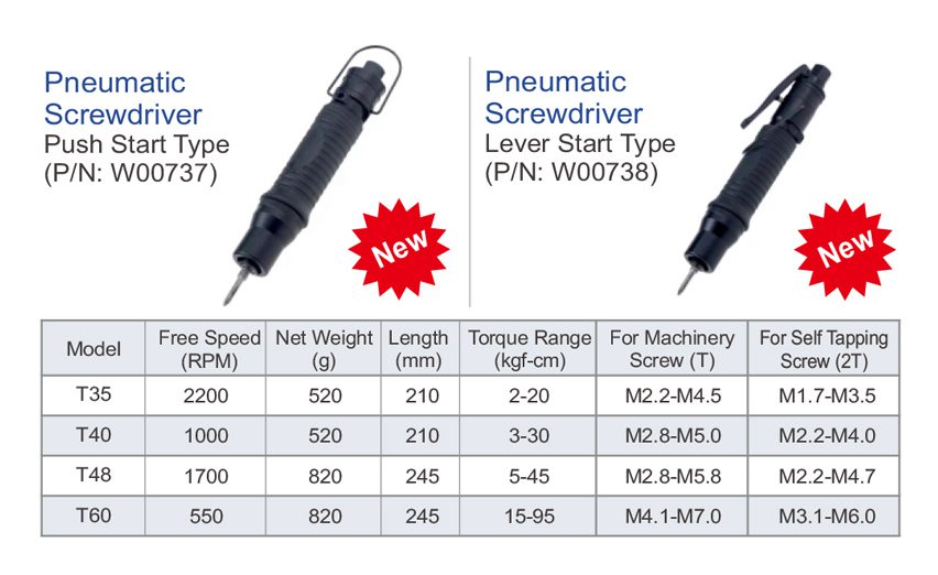 Pneumatic Screwdriver Lever Start Type